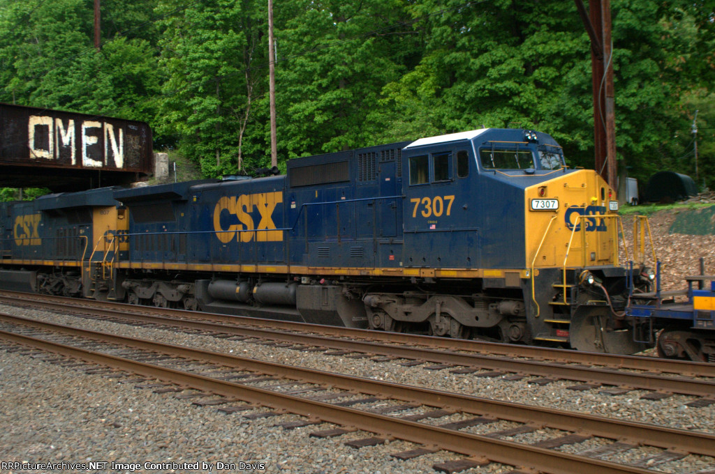CSX C40-8W 7307 trails on L034-22